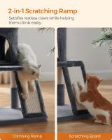 China Light Gray Cat Tree with Toy Cat Tower Condo House Padded Plush Perch Sisal Scratching Posts 2 Door Cave for sale