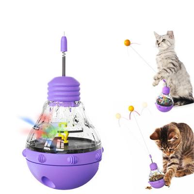 China Multifunctional Interactive Cat Toy Rotating Wand Light Up Ball Slow Feeder for Indoor Cats 2 in 1 for sale