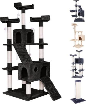 China Large Plush Cat Scratching Tree 170cm Sisal Cat Tower for Indoor Cats and Small Animals for sale