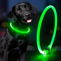 China USB Rechargeable Waterproof LED Dog Collar 70cm 3 Light Modes for Night Walking Training for sale