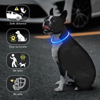 China USB Rechargeable Waterproof LED Dog Collar 70cm 3 Light Modes for Night Walking Training for sale