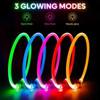 China USB Rechargeable Waterproof LED Dog Collar 70cm 3 Light Modes for Night Walking Training for sale