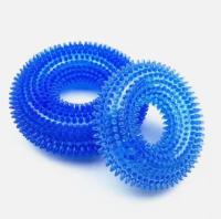 China TPR Pet Squeaky Toys for Dogs Dental Teething Cleaning Molar Ring Custom Logo 2 Inch for sale