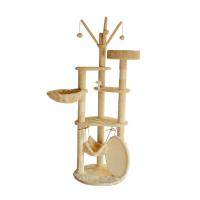China Multi Level Cat Climbing Frame with Sisal Scratching Post and Hammock 150cm Tall for sale