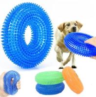 China TPR Pet Dog Interactive Chew Toy Squeaky Bite Resistant Barbed Tooth Cleaning Toy for Dogs 360 Degree Cleaning for sale