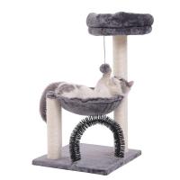 China Grey Plush Cat Tower with Sisal Scratching Posts - Multi-Level Cat Tree Activity Center for Indoor Cats for sale