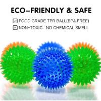 China TPR Squeaky Spikey Ball Dog Chew Toy for Tooth Cleaning 6.5cm Custom Color for sale