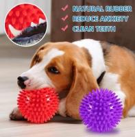 China TPR Squeaky Spikey Ball Dog Chew Toy for Tooth Cleaning 6.5cm Custom Color for sale