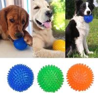 China TPR Squeaky Spikey Ball Dog Chew Toy for Tooth Cleaning 6.5cm Custom Color for sale