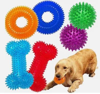 China TPR Dog Bone Toy with Squeaker for Teeth Cleaning Interactive Molar Chew for Medium Dogs for sale
