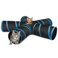 China Foldable Soft Cat Tunnel Toy Square Detachable Felt Cat Scratcher 5 Way with Bell Ball for sale