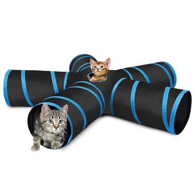 China Foldable Soft Cat Tunnel Toy Square Detachable Felt Cat Scratcher 5 Way with Bell Ball for sale