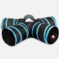 China Foldable Soft Cat Tunnel Toy Square Detachable Felt Cat Scratcher 5 Way with Bell Ball for sale