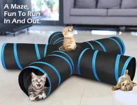 China Foldable Soft Cat Tunnel Toy Square Detachable Felt Cat Scratcher 5 Way with Bell Ball for sale