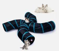 China Customizable 4 Way Cat Tunnel Bed Pop-up Collapsible Pet Tube Toy 25cm x 63cm for sale