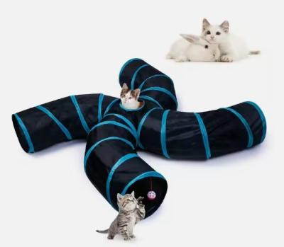 China Customizable 4 Way Cat Tunnel Bed Pop-up Collapsible Pet Tube Toy 25cm x 63cm for sale