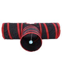 China 3-Way Collapsible Cat Tunnel Tube with Peek Hole and Toy Ball for Indoor Cats for sale