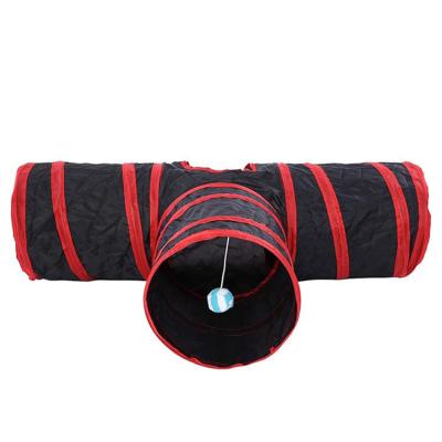 China 3-Way Collapsible Cat Tunnel Tube with Peek Hole and Toy Ball for Indoor Cats for sale