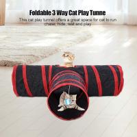 China 3-Way Collapsible Cat Tunnel Tube with Peek Hole and Toy Ball for Indoor Cats for sale