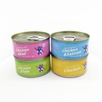China Premium Canned Cat Food Snacks 85g Salmon Chicken High Protein Wet Cat Treats for sale