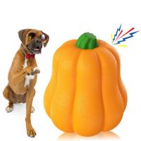 China TPR Pumpkin Ball Dog Toy Shakes Makes Giggle Sound Interactive Squeaky for Herding Training 6cm for sale