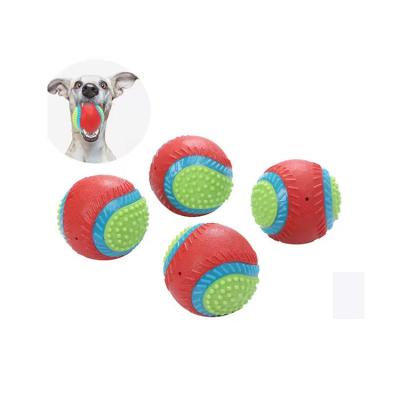 China Custom Logo Indestructible Dog Tennis Ball TPR Pet Toy with Whistle for Outdoor Sports for sale