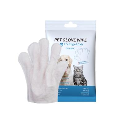 China Custom Logo 6PCS Pet Cleaning Gloves for Grooming Wet Wipes Nonwoven 200x250mm for sale