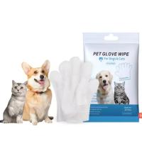China Disposable Pet Grooming Gloves 9.6x12.6in Eco-Friendly Cleaning Wipes for Dogs Cats for sale