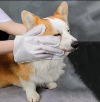 China Disposable Pet Grooming Gloves Wet Wipes for Dogs Cats Non-Woven Blue Package 3 Pairs for sale