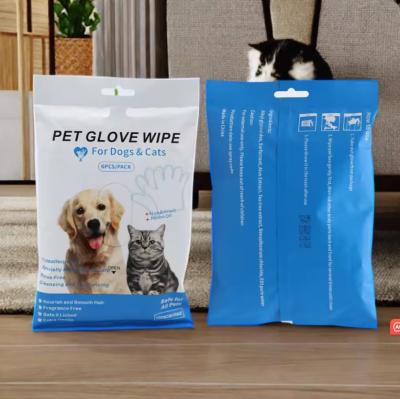 China White Biodegradable Pet Grooming Gloves 3 Pairs Disposable Cleaning Wipes for Dogs Cats for sale