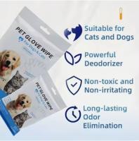 China White Biodegradable Pet Grooming Gloves 3 Pairs Disposable Cleaning Wipes for Dogs Cats for sale