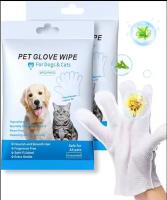 China Custom Non-Woven Pet Grooming Gloves 6 Pcs per Bag for Dogs Cats Deodorizing Cleaning for sale