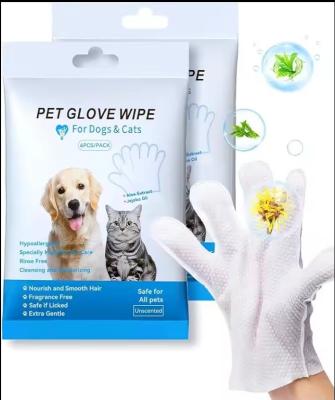China Custom Non-Woven Pet Grooming Gloves 6 Pcs per Bag for Dogs Cats Deodorizing Cleaning for sale