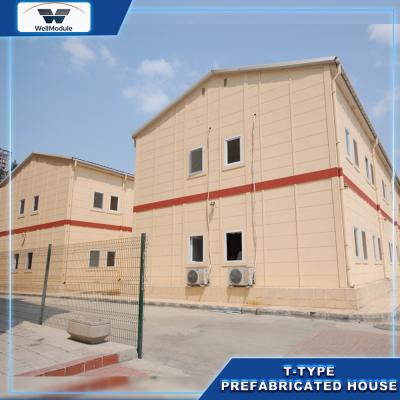 China T Type Prefabricated House with Steel Structure and Sandwich Panel for Construction Camp, Worker Dormitory and Temporary Office Building for sale