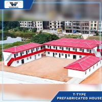China T Type Prefabricated House with Steel Structure and Sandwich Panel for Construction Camp, Worker Dormitory and Temporary Office Building for sale