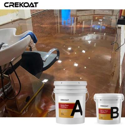 China Hygienic Anti Slip Metallic Epoxy Floor Coating Topcoat Used In Hair Salons for sale