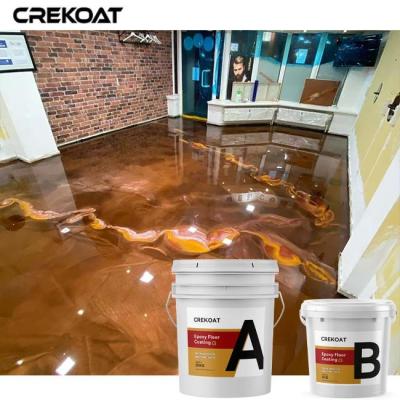 China High Gloss Metallic Epoxy Floor Coating Commercial Settings Lava Like Appearance for sale