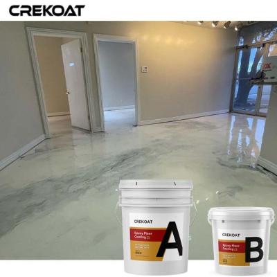China White Marble Metallic Epoxy Floor Coating High Gloss Odorless Self Leveling for sale