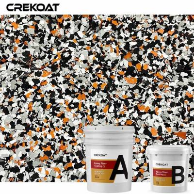 China High Gloss Flake System Epoxy Floor Coating Texture Variety Creates A Shiny Surface for sale