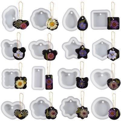 China DIY Heart Pendant Love Circle Oval Square Specimen Tag Hanging Tag Resin Silicone Mold for sale
