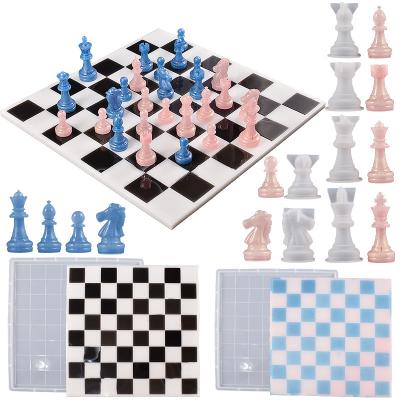 China DIY crystal dropper resin gypsum mirror international chess silicone mold three-dimensional chess board grinding tool for sale