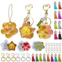 China DIY dropper pendant keychain single hole semi three-dimensional cat paw pentagram flower silicone mold for sale