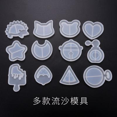 China DIY Crystal Drip Glue Flowing Sand Mold Jewelry Pendant Moon Love Ice Cream Pentagram Flowing Sand Silicone Mold for sale