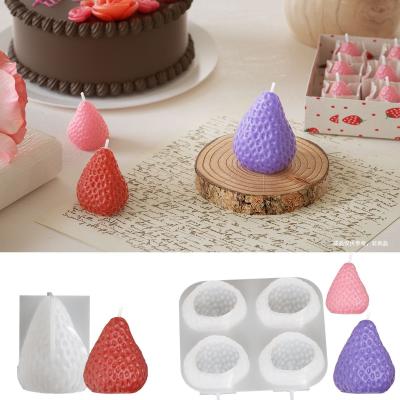 China DIY crystal dropper strawberry ornament silicone mold, four link aromatherapy candle, strawberry gypsum mold for sale