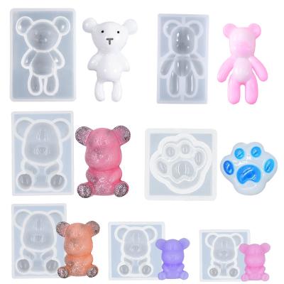 China Crystal Drip Glue Sitting Bear Silicone Mold DIY Jewelry Making Little Bear Big Violent Bear Hanging Ornament for sale