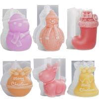 China Crystal dropper Christmas snowman boots socks reindeer bells hanging decorations table DIY candles 3D silicone mold for sale