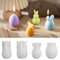 China Easter striped egg straight ear rabbit gourd rabbit diamond pattern rabbit aromatherapy gypsum candle silicone mold for sale