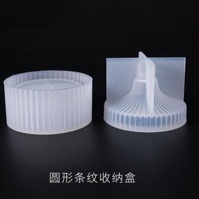 China DIY Crystal Dropping Gel Storage Box Mold Round Stripe Storage Jewelry Box Silicone Mold for sale