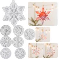 China DIY Resin Mirror Diamond Snowflake Pendant Hanging Christmas Snowflake Buckle Silicone Mold for sale