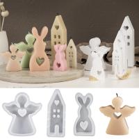 China Size Rabbit House Silicone Mold Love Angel Gypsum Pendant Mold Easter Dropping Mold for sale